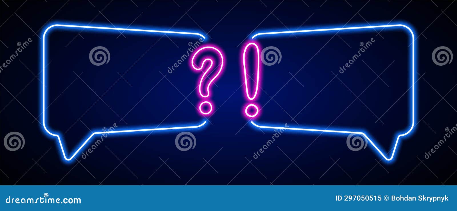 Neon Quiz Frame with Question and Exclamation. Faq Question Answer ...