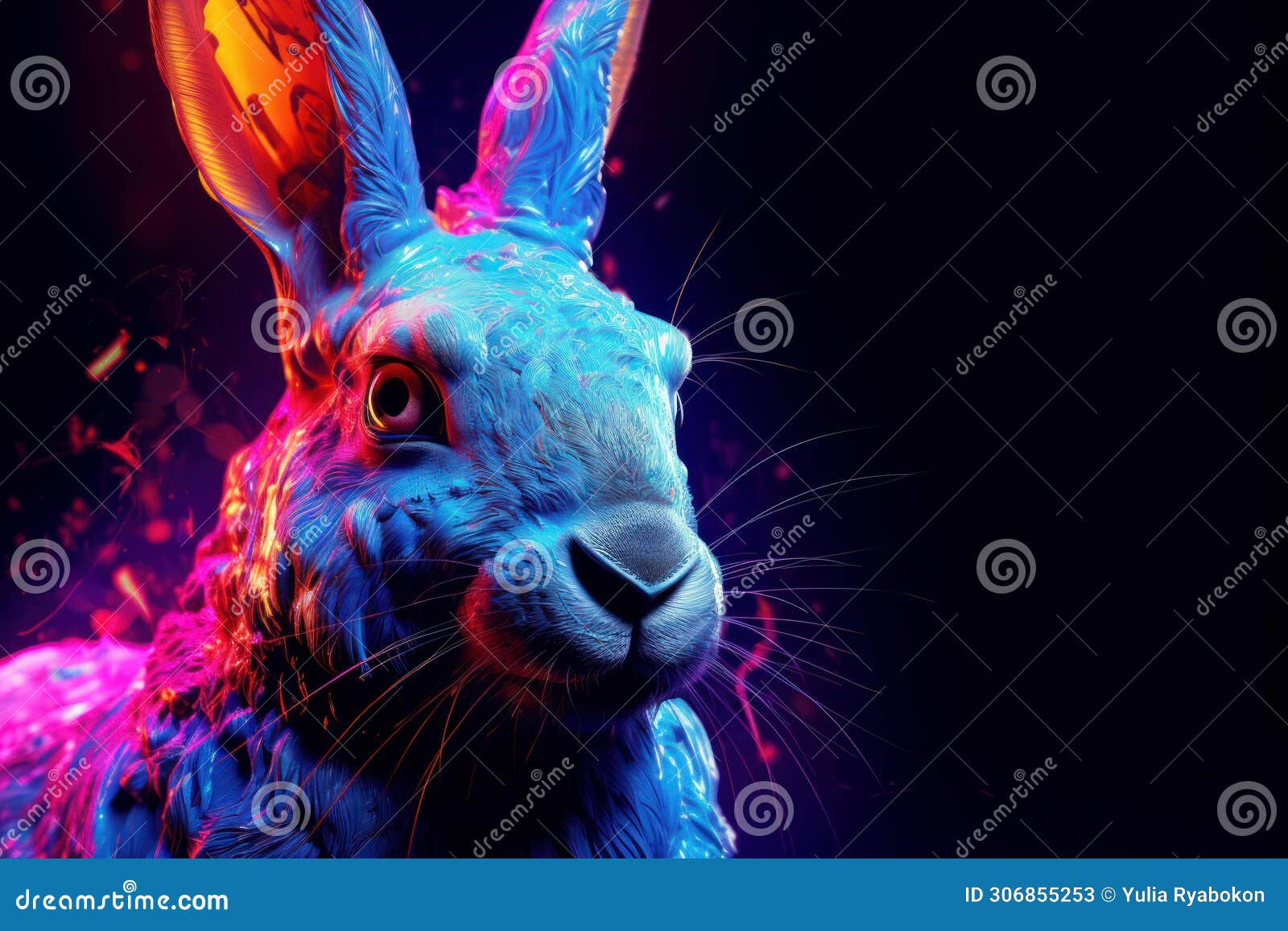 Neon rabbit. Generate Ai stock illustration. Illustration of neon ...