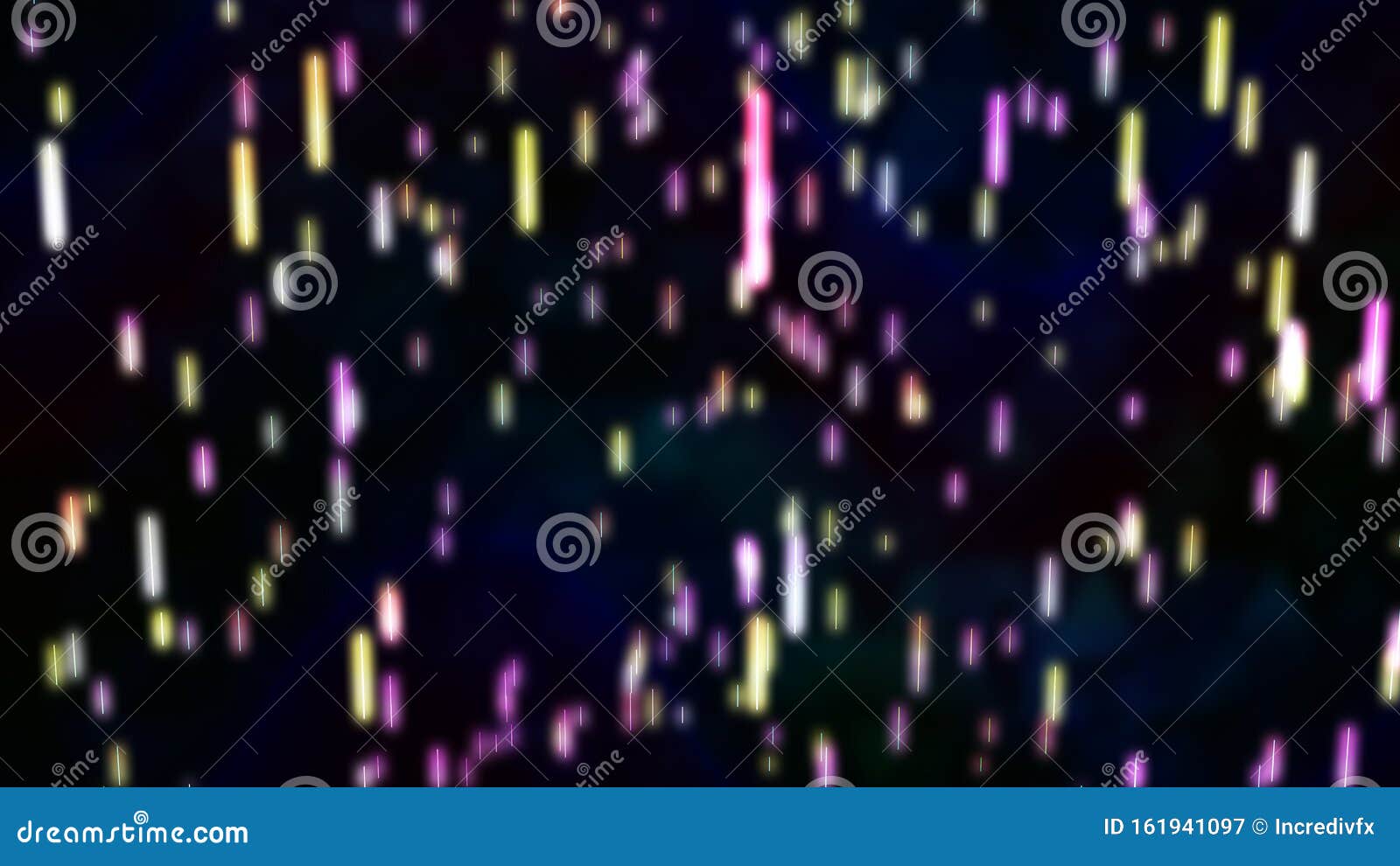 Neon Rain Falling Particles Glowing Rainbow Colors on Dark Backdrop ...