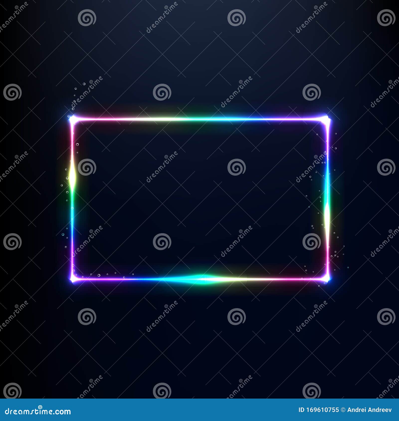 A Neon Rainbow Rectangle is Edged with Sequins. Stock Vector ...