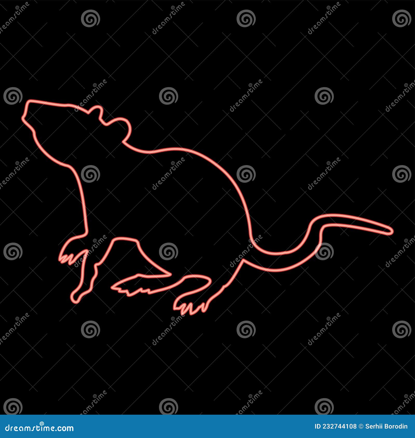Neon Rat Red Color Vector Illustration Flat Style Image Stock Vector ...