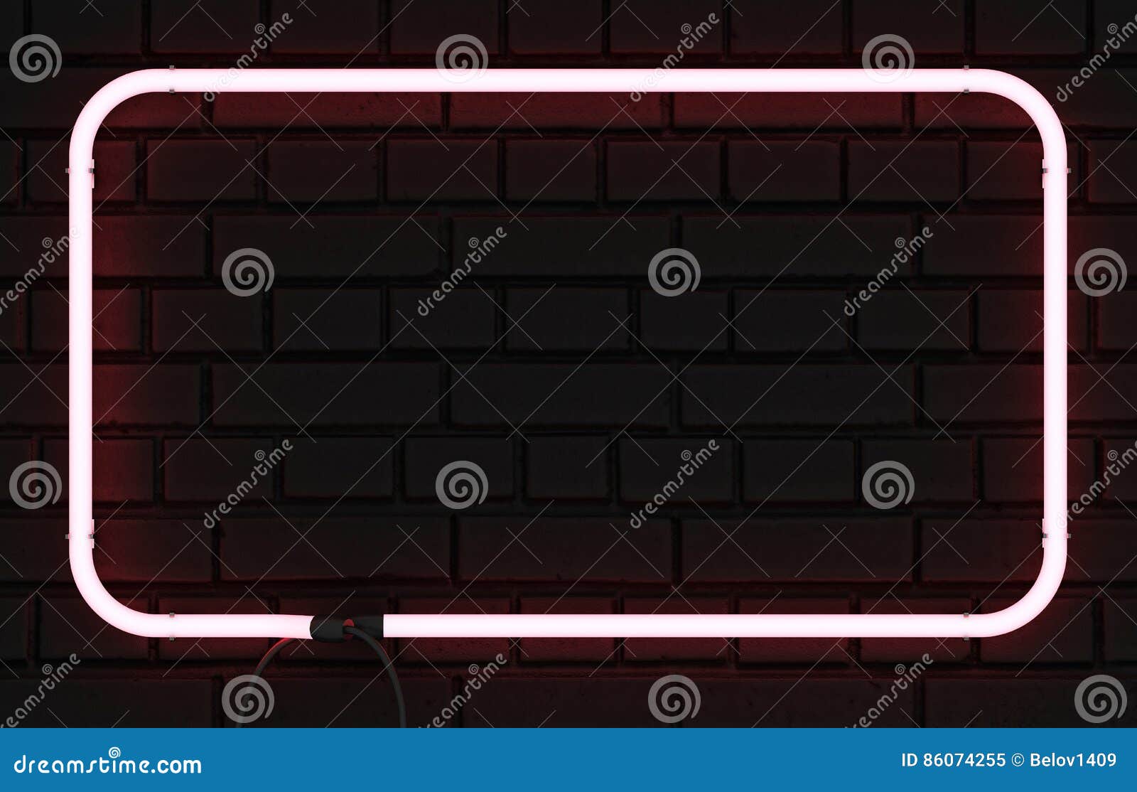 Neon Rectangle Frame Or Neon Lights Horizontal Sign. Stock Image ...