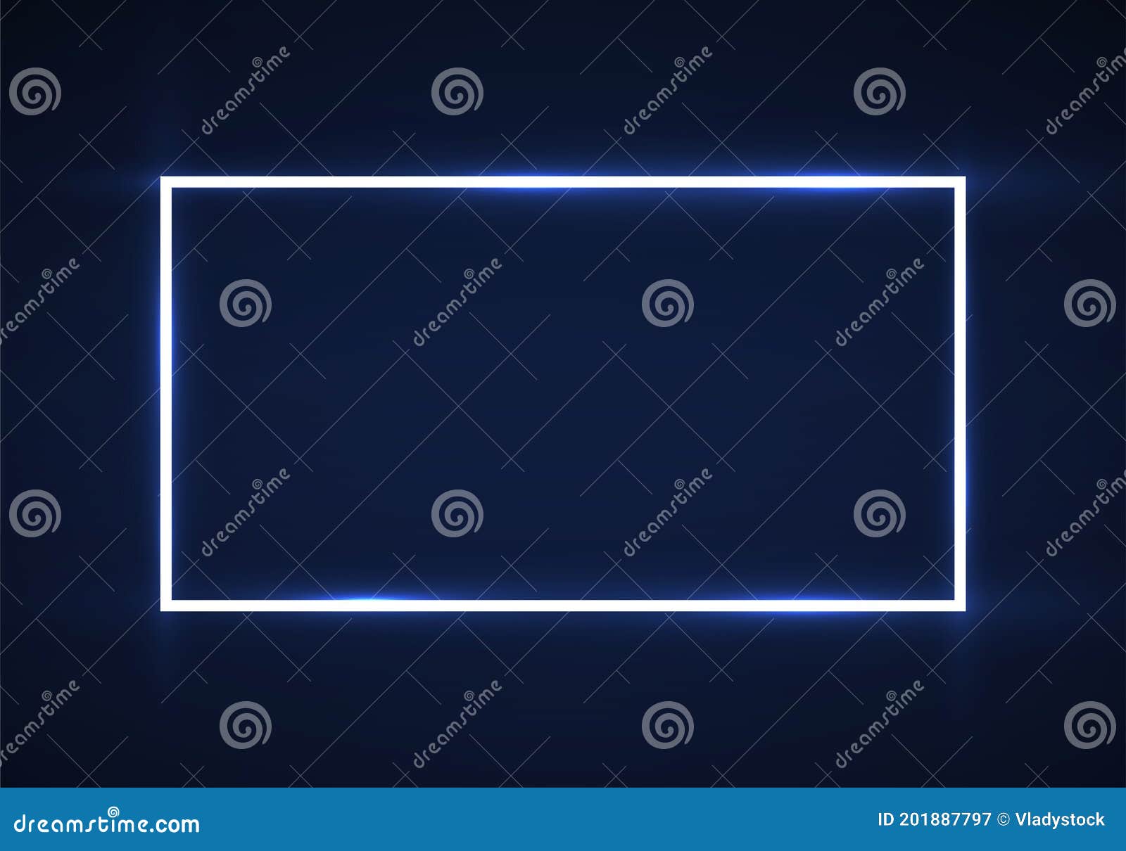 Neon Rectangle Frame with Glowing Effect on Dark Background Stock ...