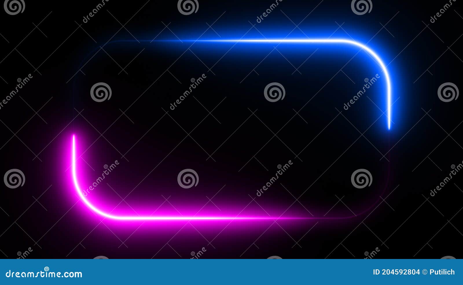 Neon Rectangle Frame or Neon Lights Horizontal Sign. Geometric Glow ...