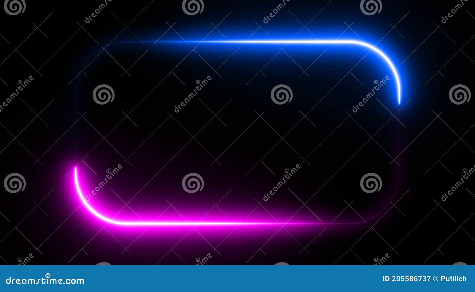 Neon Rectangle Frame or Neon Lights Horizontal Sign. Geometric Glow ...