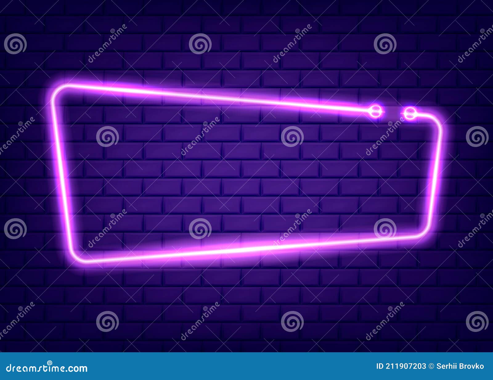 Neon Rectangle Frame Or Neon Lights Horizontal Sign. Stock Image ...