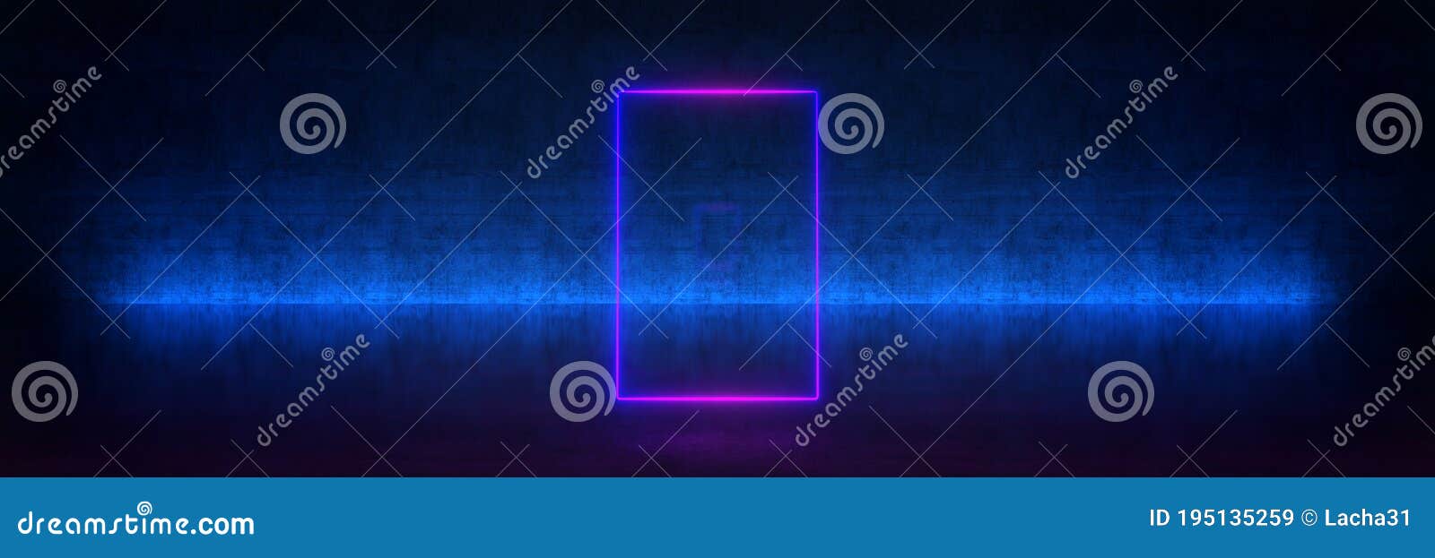 Neon Rectangle Frame or Neon Lights Horizontal Sign. Stock Illustration ...
