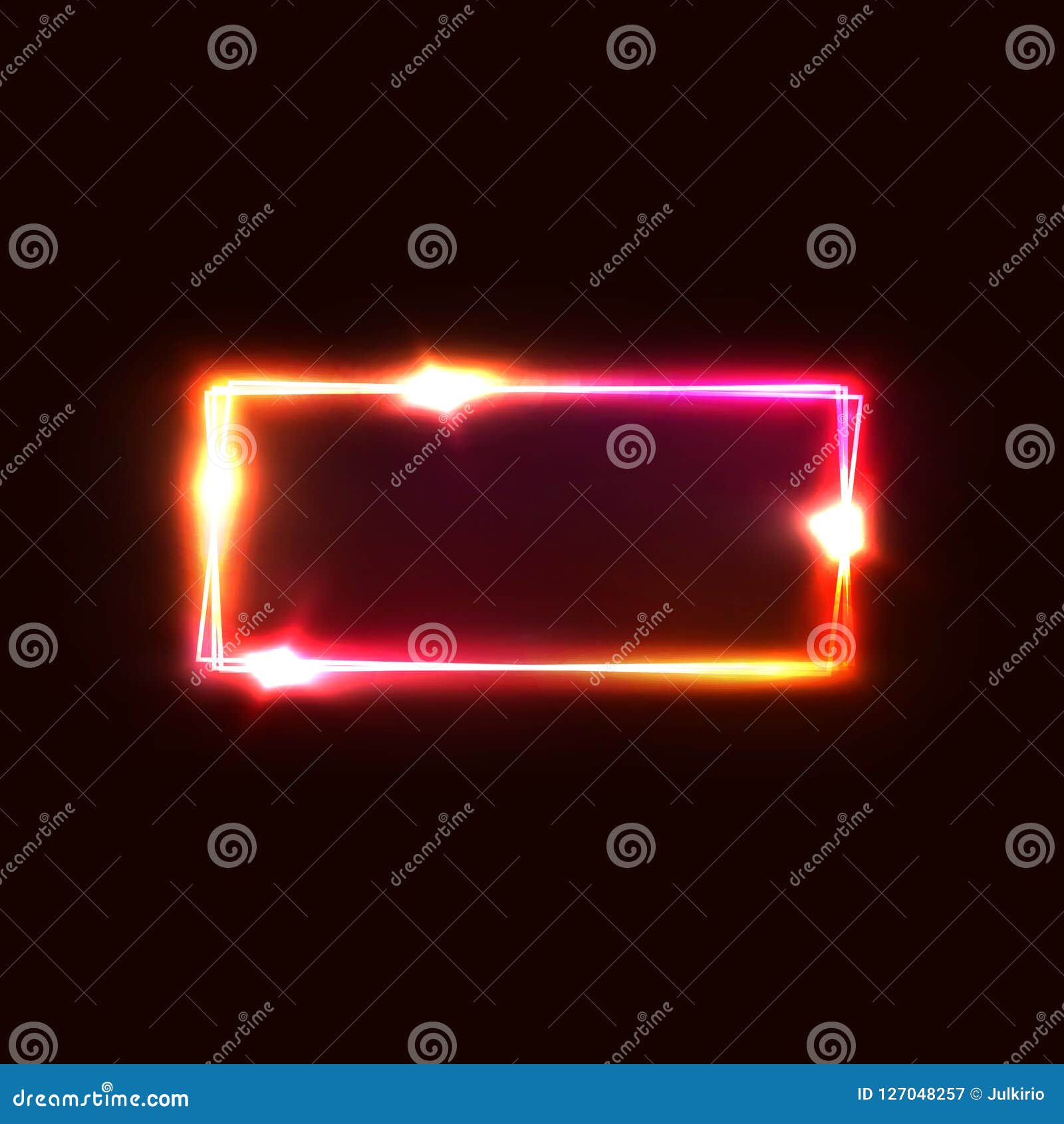 Neon Rectangle Frame. Square Geometric Shape. Stock Vector ...