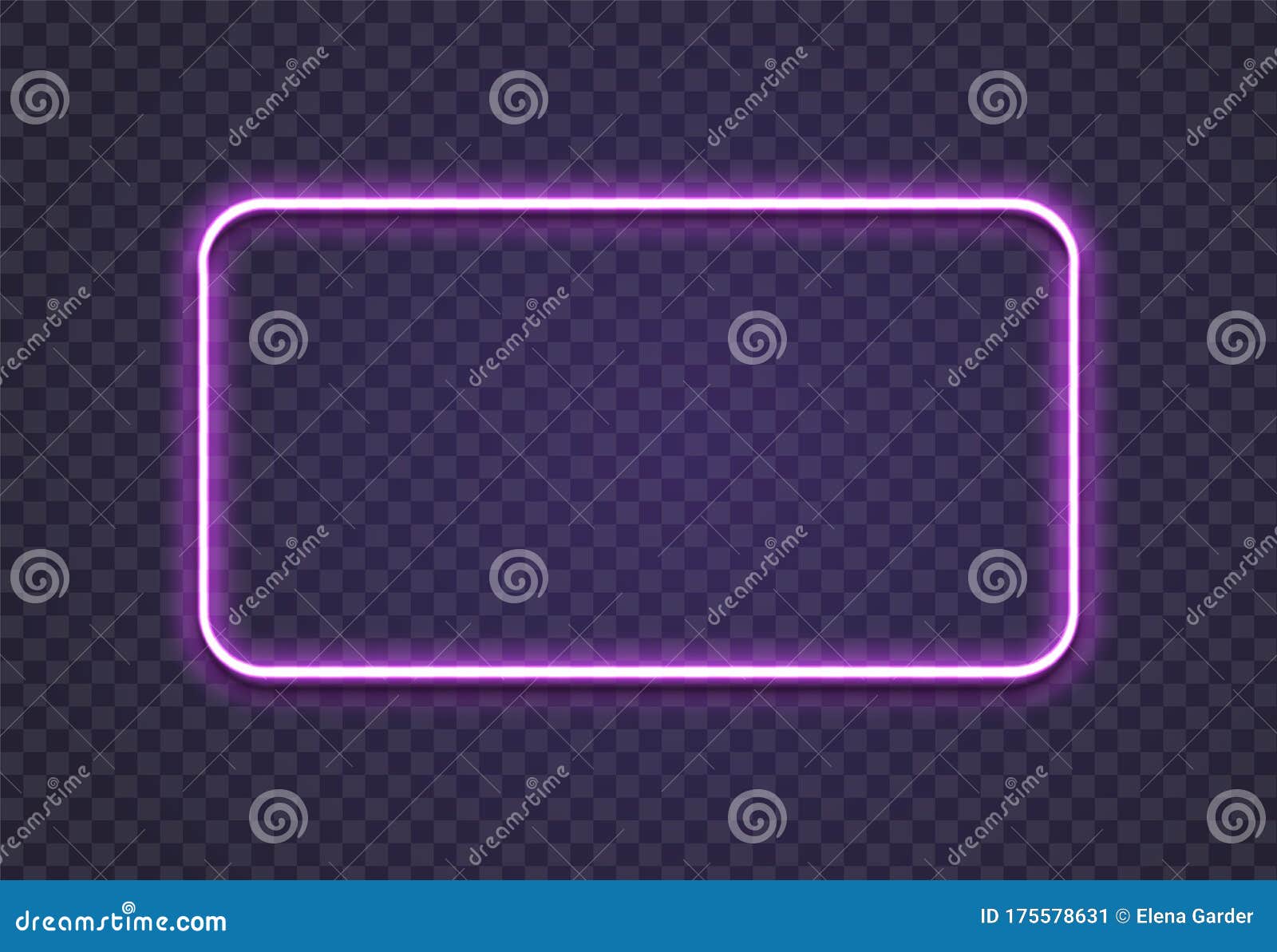 Neon Rectangle Frame. Set Of Rectangular Neon Border With Double ...