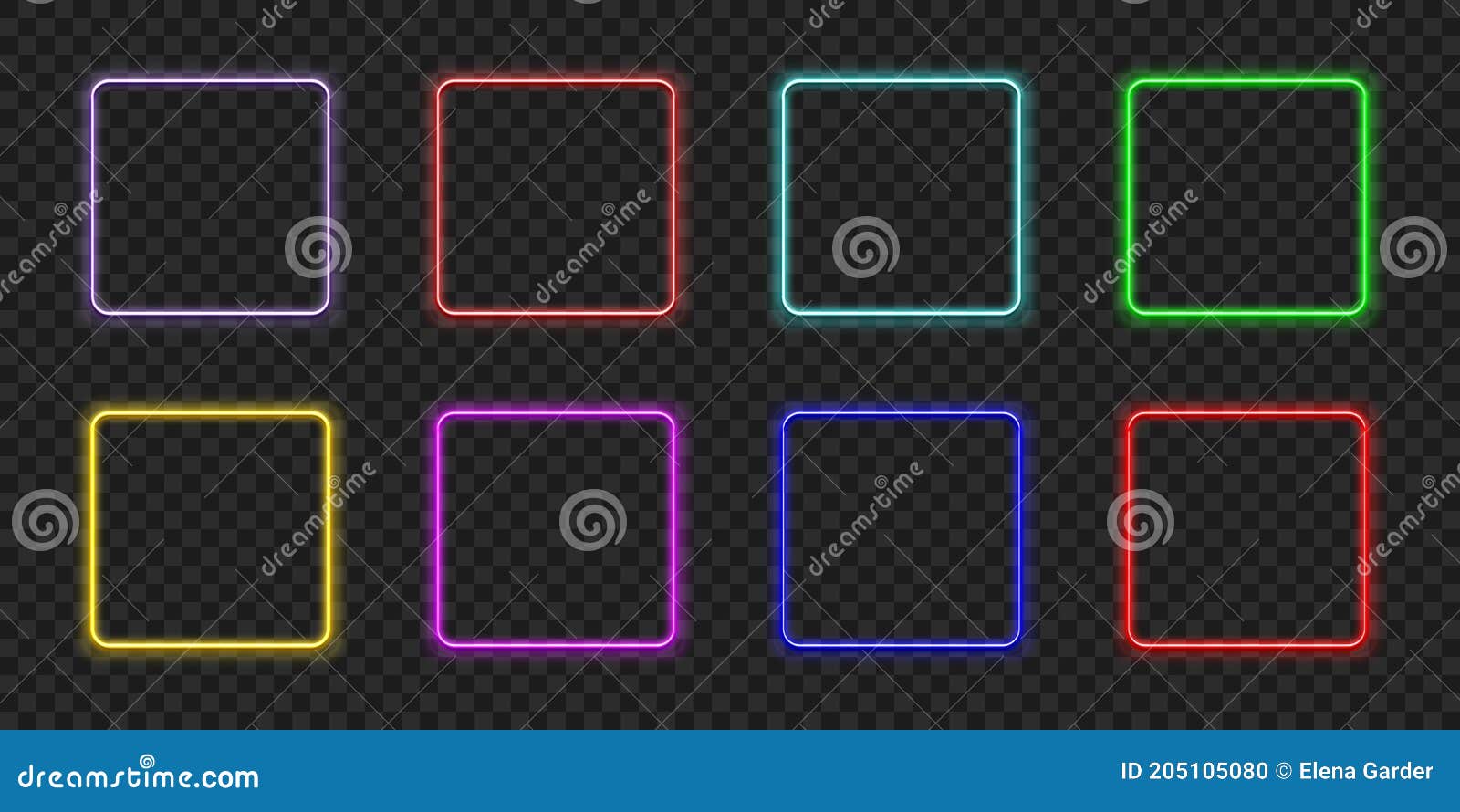 Neon Rectangle. Glow Frame Border. Glossy Rectangle on Wall. Vector ...