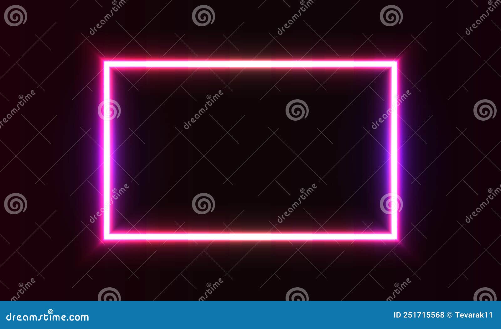 Neon Rectangular Frame with Shining Effects on Dark Neon Rounded Square ...