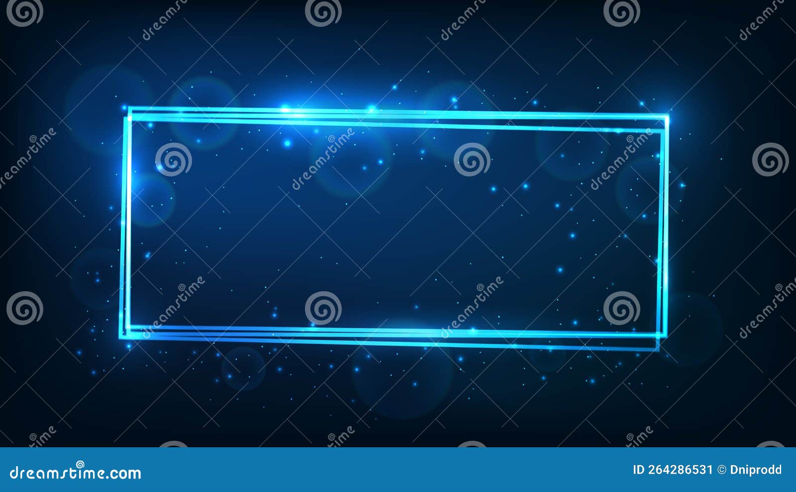 Neon Rectangular Frame with Shining Effects and Sparkles Stock Vector ...