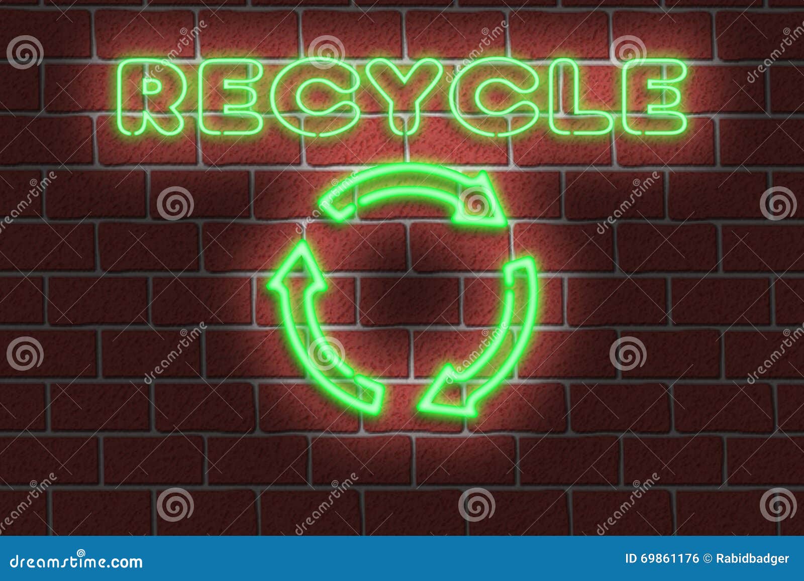 Neon RECYCLE sign stock illustration. Illustration of green - 69861176