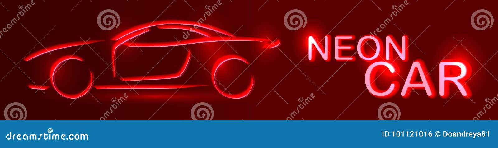 Neon Red Car. Vector Logo. Linear Auto Illustration on a Black B Stock ...