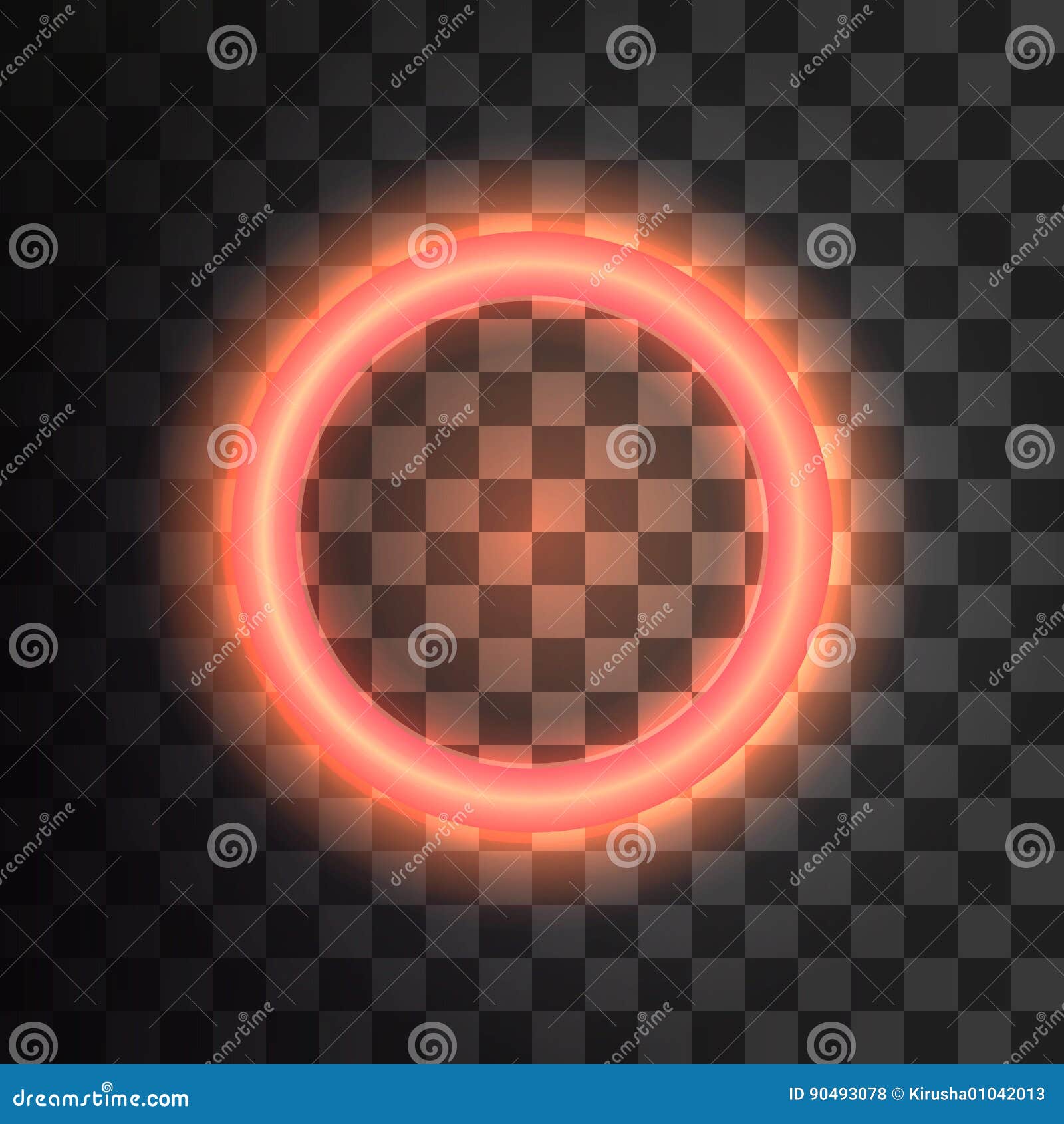 Neon Red Circle on a Transparent Background Stock Vector - Illustration ...