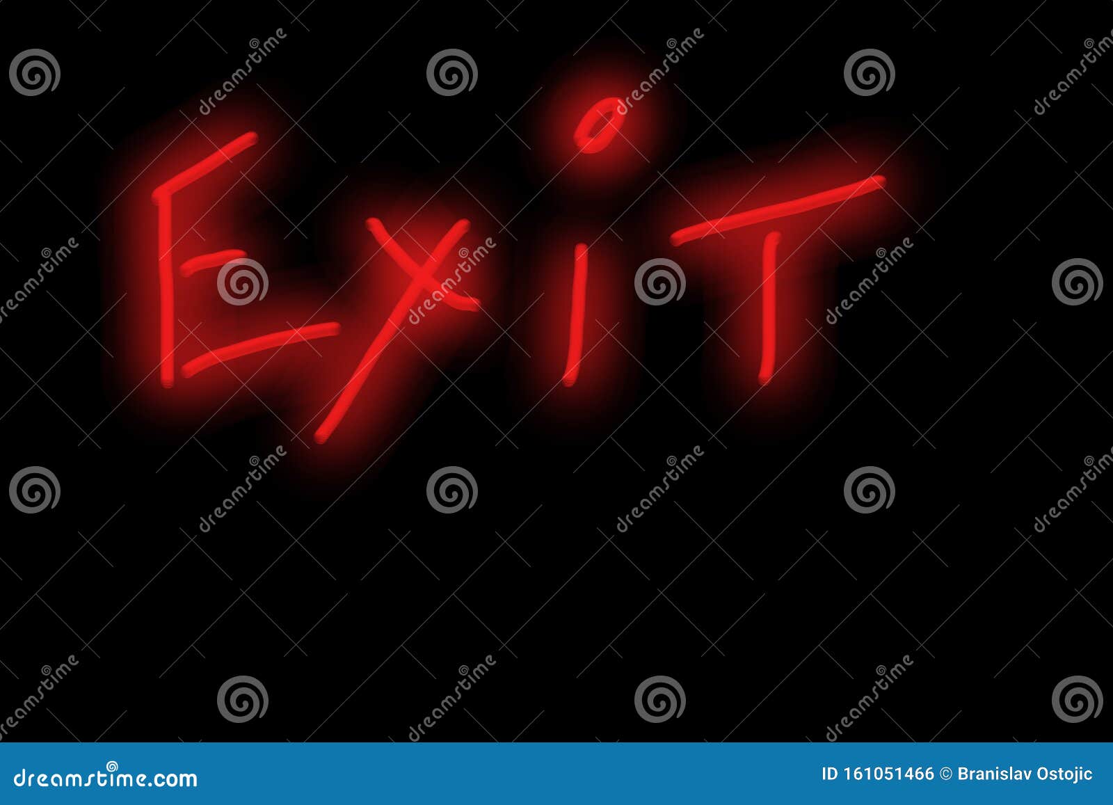 Neon Red Glowing Sign Exit Handwriting Stock Illustration ...