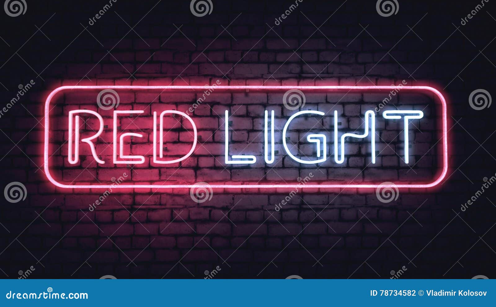 Neon Red Light sign stock illustration. Illustration of background ...