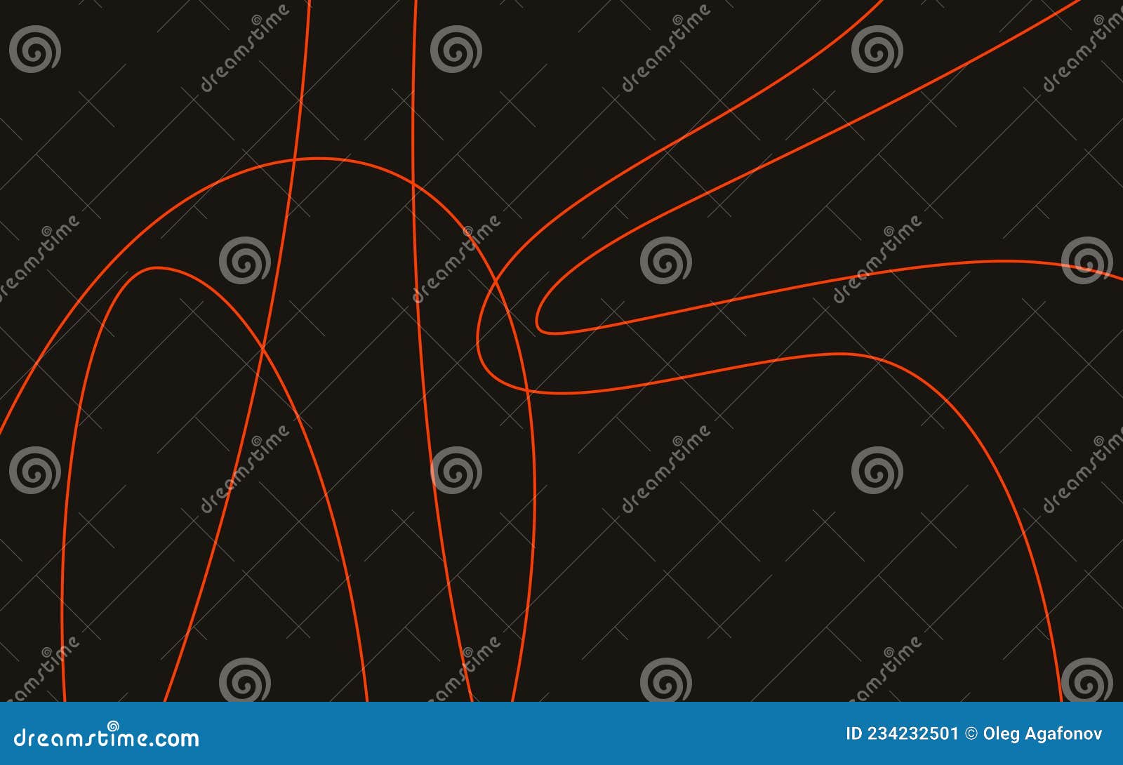 Neon Red Linear Pattern. Abstract Continuous Line Art on Black ...