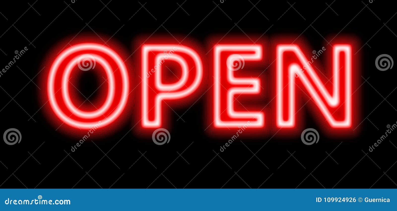 Neon red open sign stock illustration. Illustration of window - 109924926
