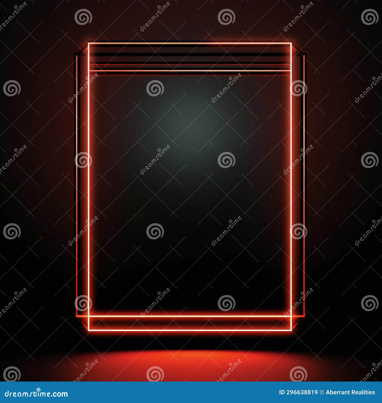 Neon Red Rectangle Frame on Black Background Stock Illustration ...