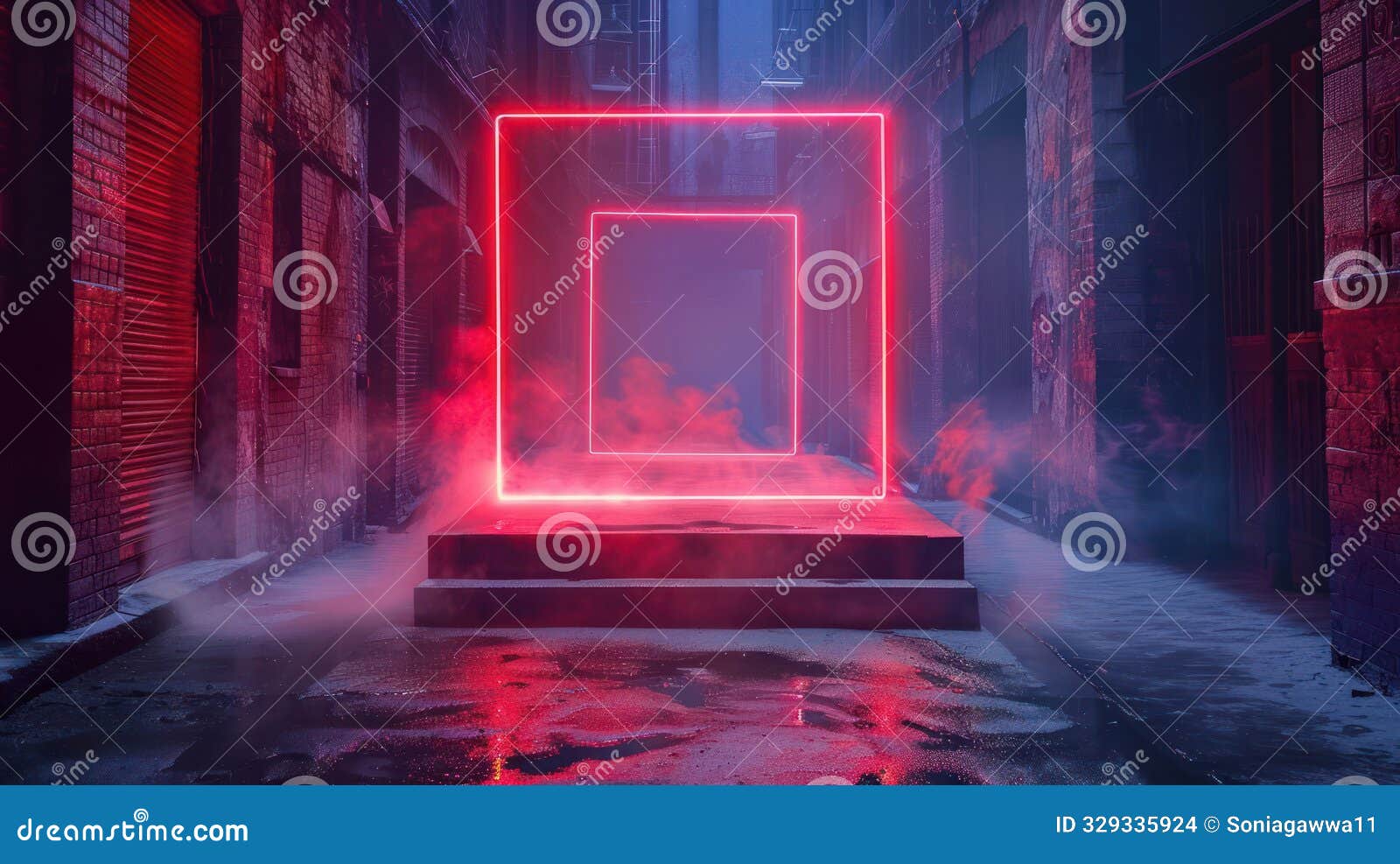 A Neon Red Square with Smoke Coming Out of it Stock Illustration - Illustration of bright, blue ...