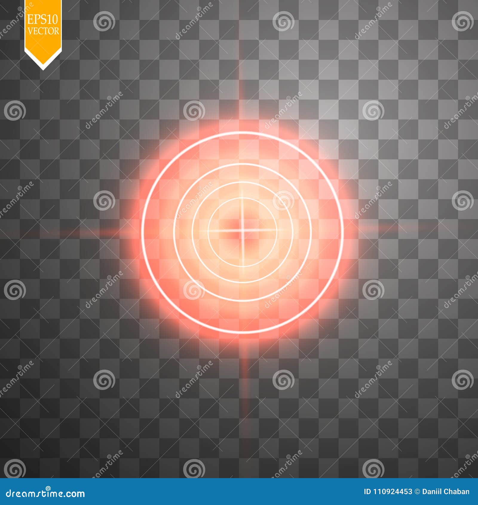 Neon Red Target Isolated. Game Interface Element. Vector Illustration ...