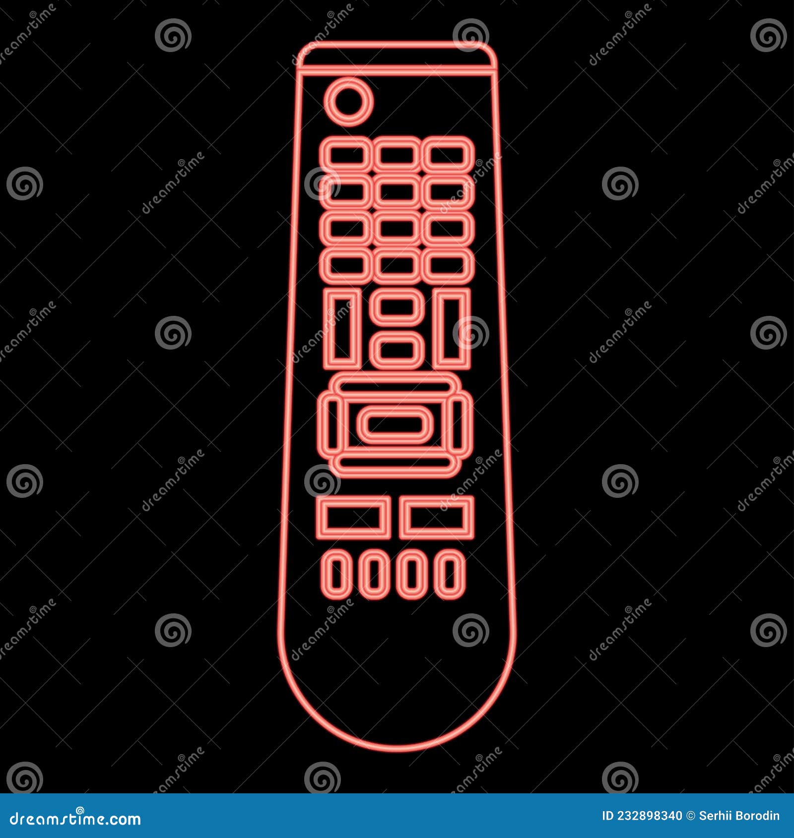 Neon Remote Control Panel Red Color Vector Illustration Flat Style ...