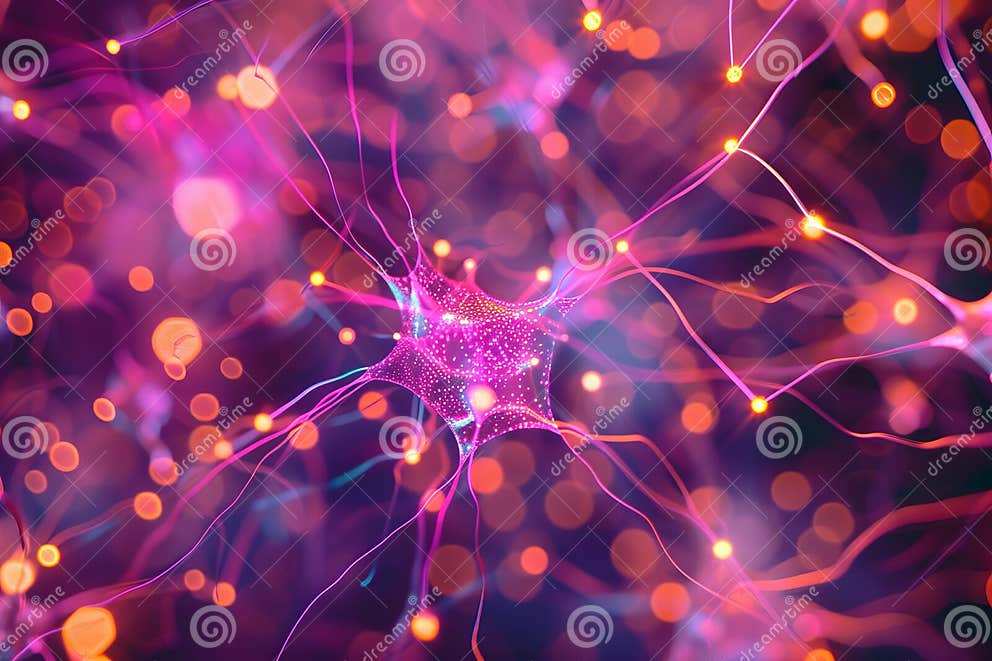 Neon Representation of Interconnected Neurons in a Future Brain Stock ...