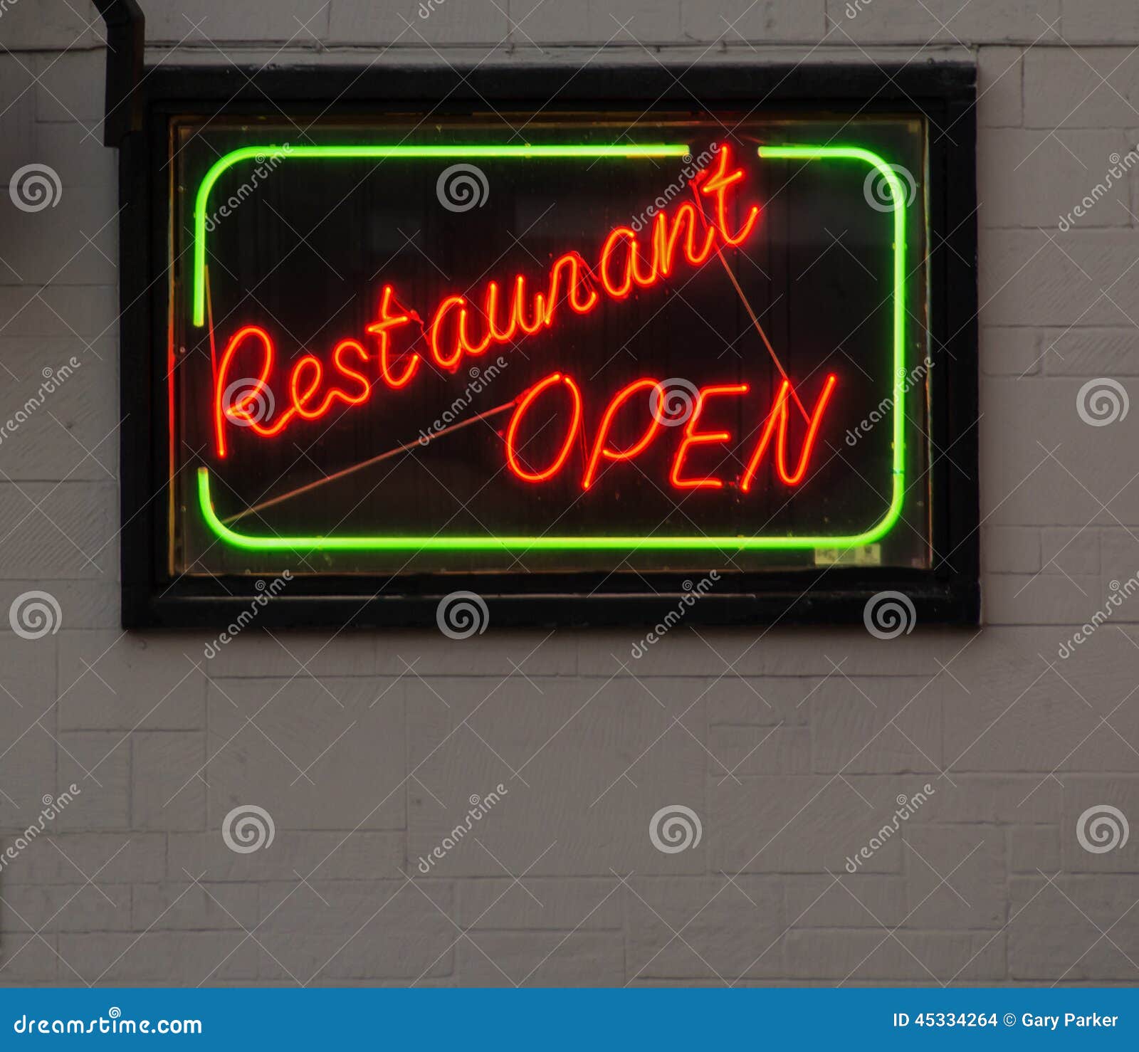 Neon Restaurant Open Sign stock photo. Image of restaurant - 45334264