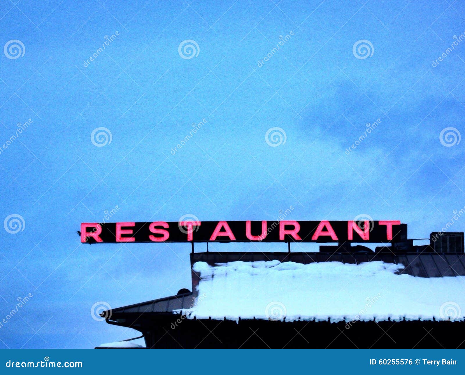 Neon Restaurant Sign stock photo. Image of winter, classic - 60255576