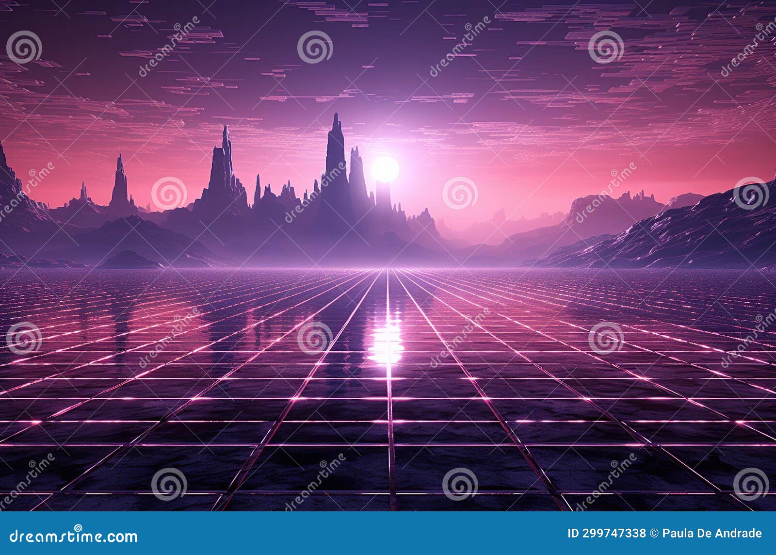 Neon retro grid background stock illustration. Illustration of grid ...