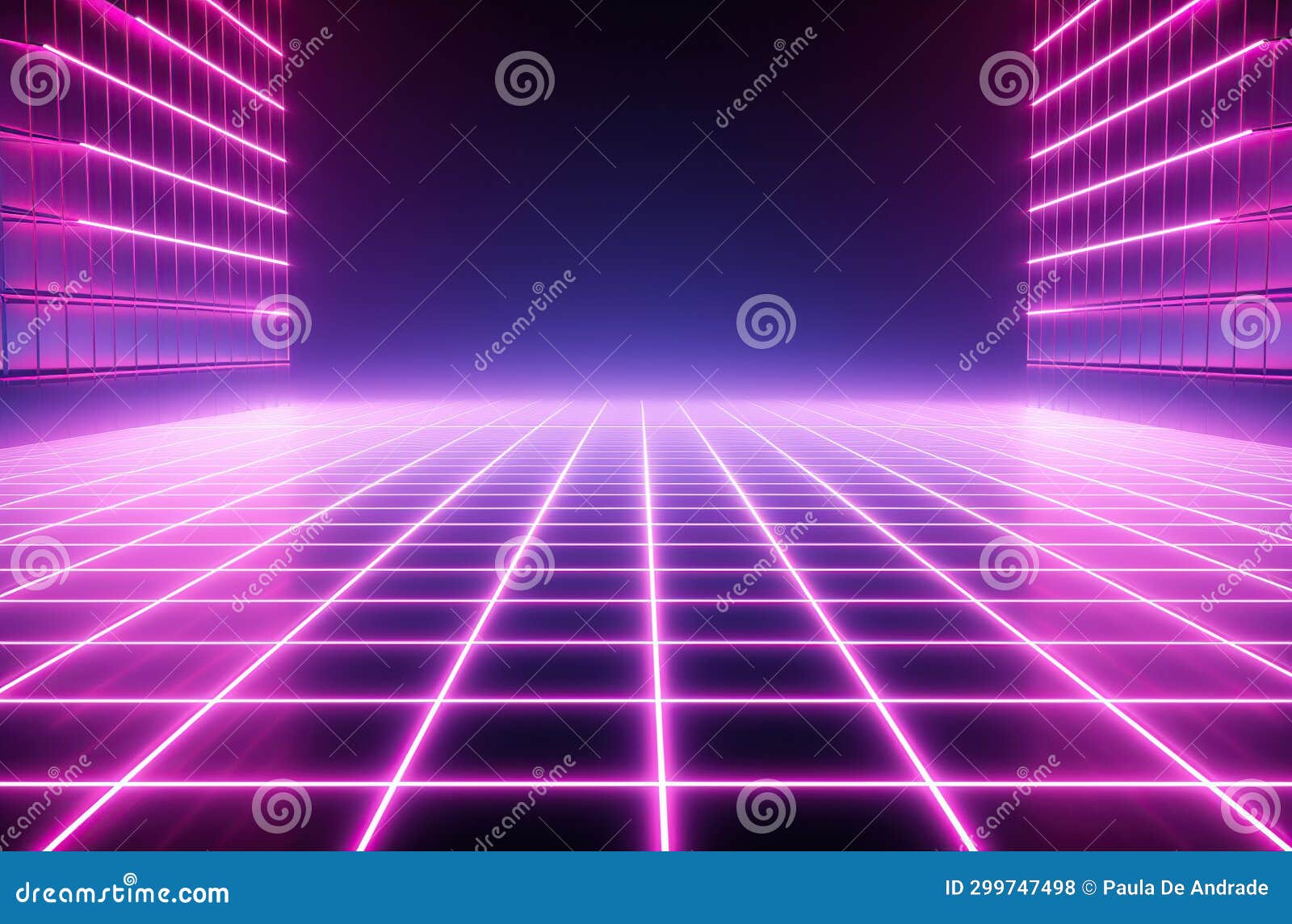 Neon retro grid background stock illustration. Illustration of ...