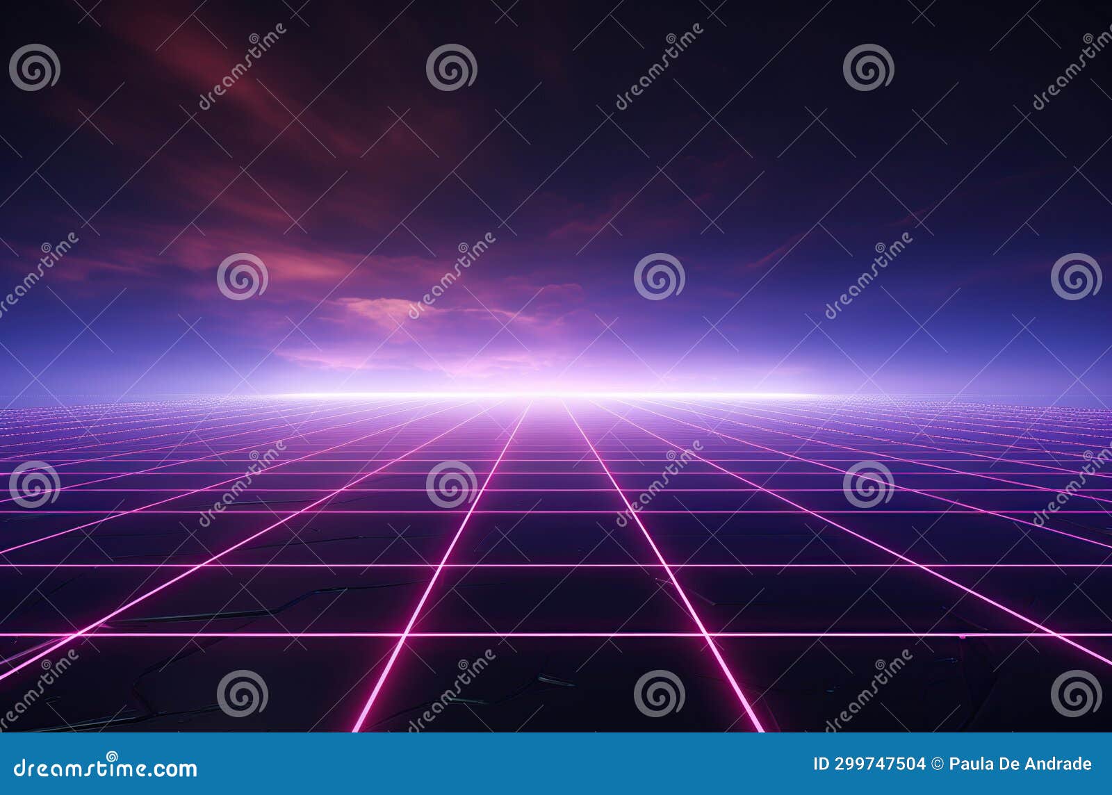 Neon retro grid background stock illustration. Illustration of purple ...