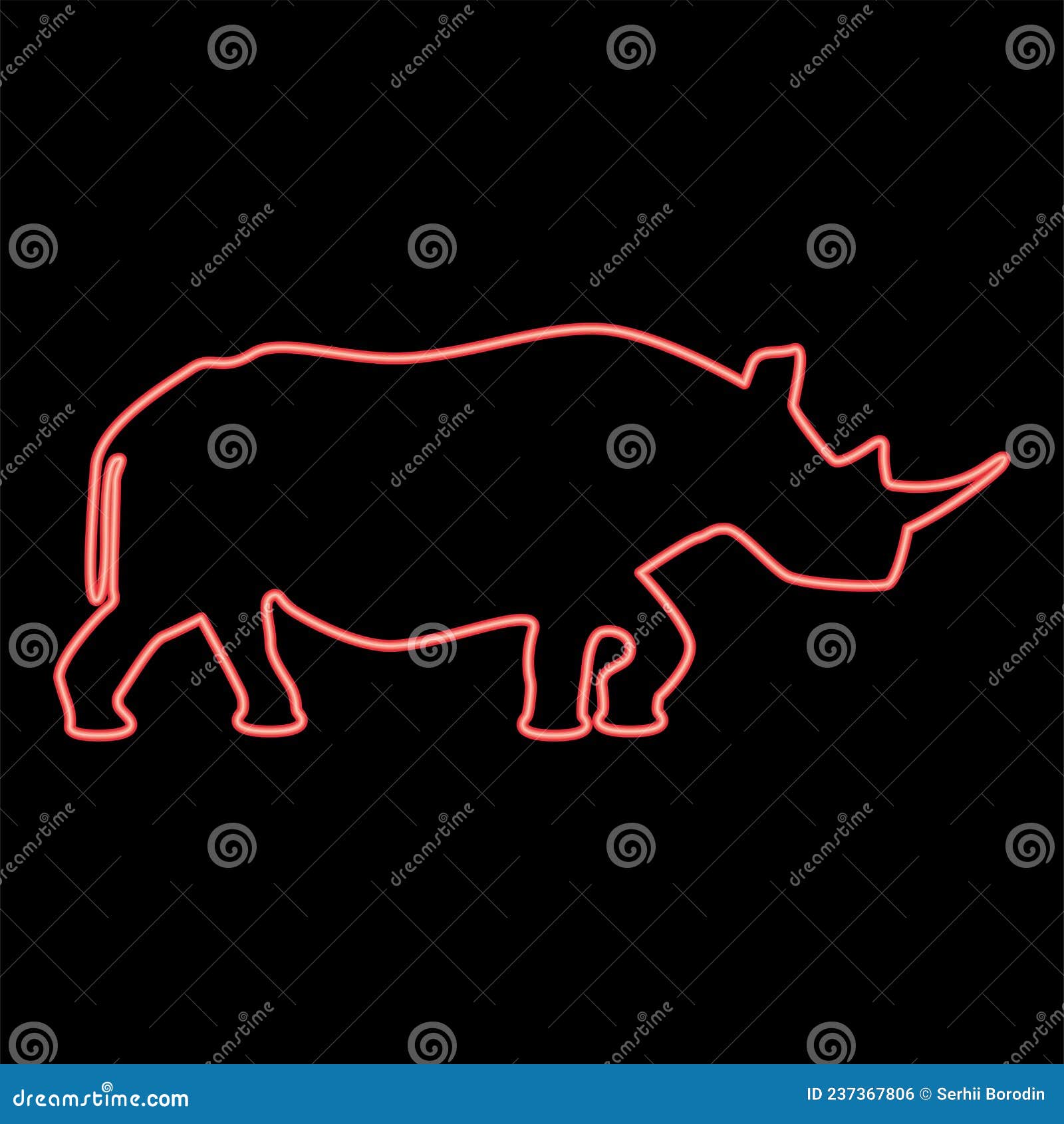 Neon Rhinoceros Red Color Vector Illustration Image Flat Style Stock ...
