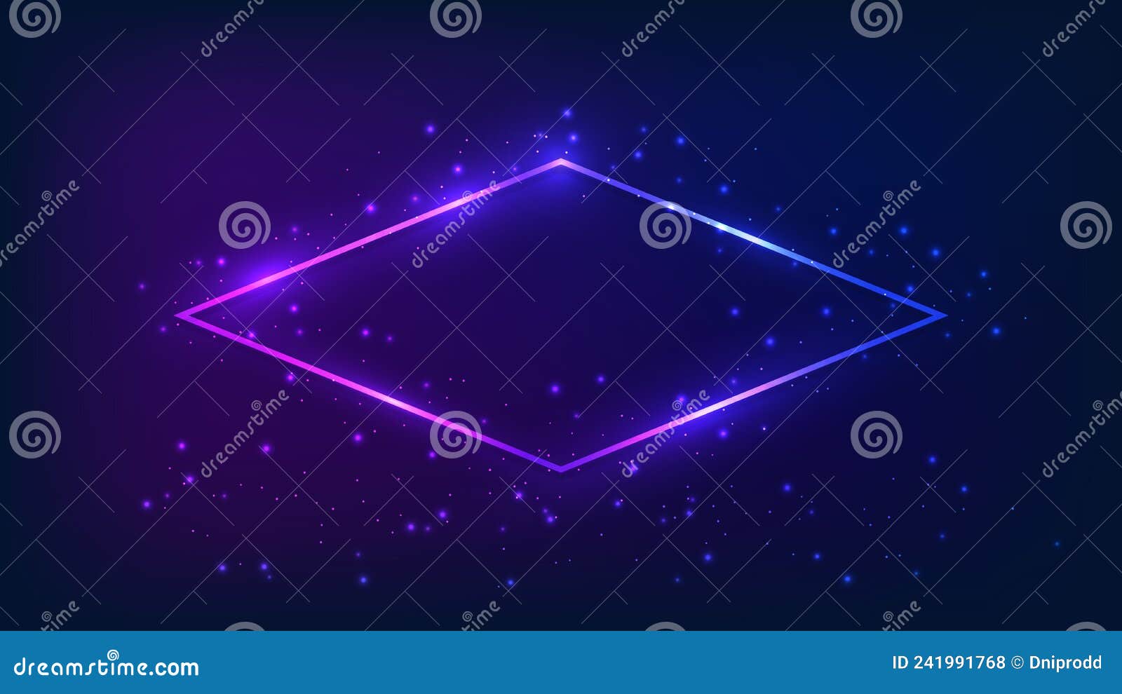 Neon Rhombus Frame with Shining Effects Stock Vector - Illustration of ...