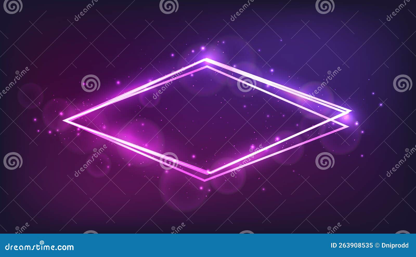 Neon Rhombus Frame with Shining Effects and Sparkles Stock Vector ...
