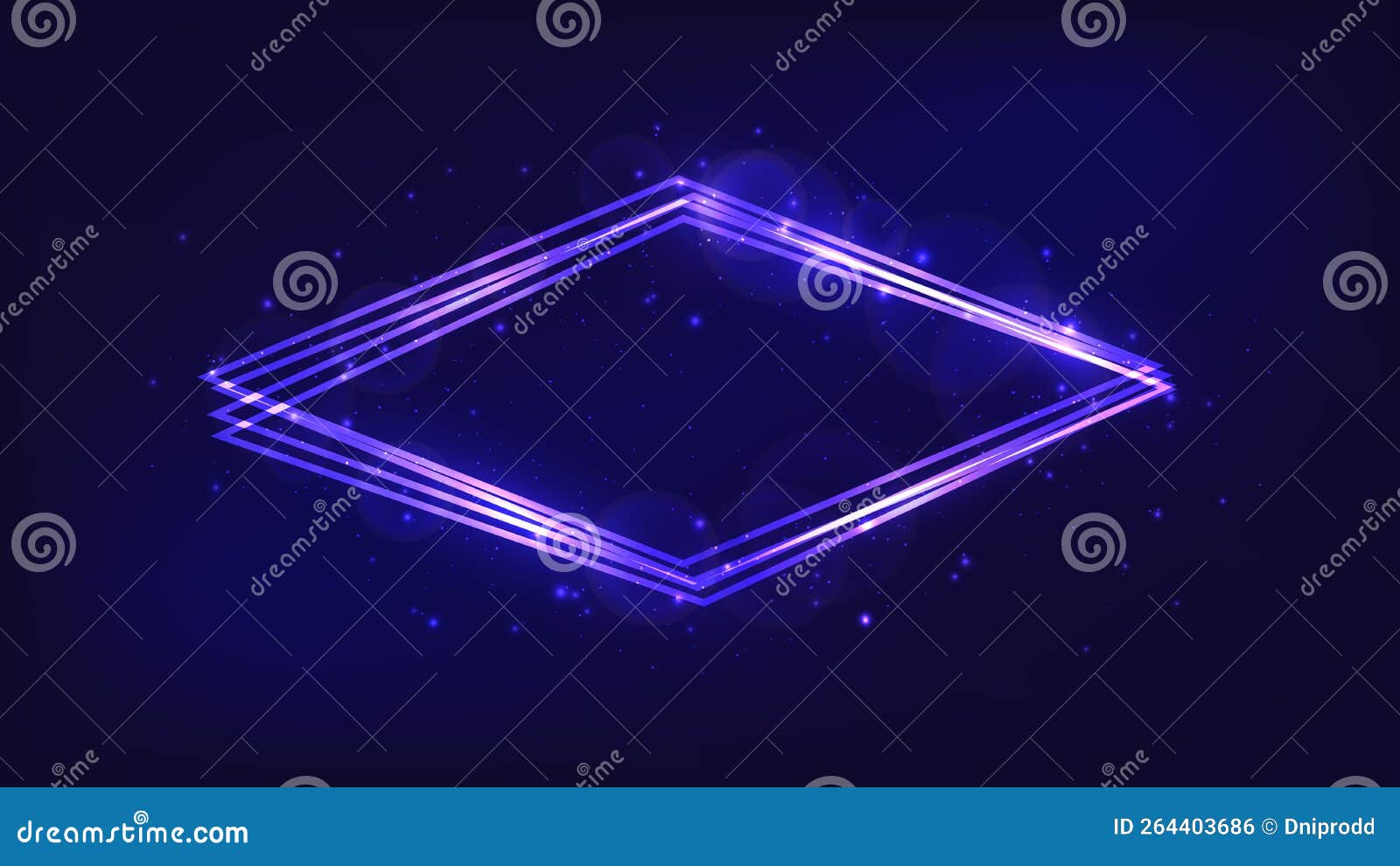Neon Rhombus Frame with Shining Effects and Sparkles Stock Vector ...