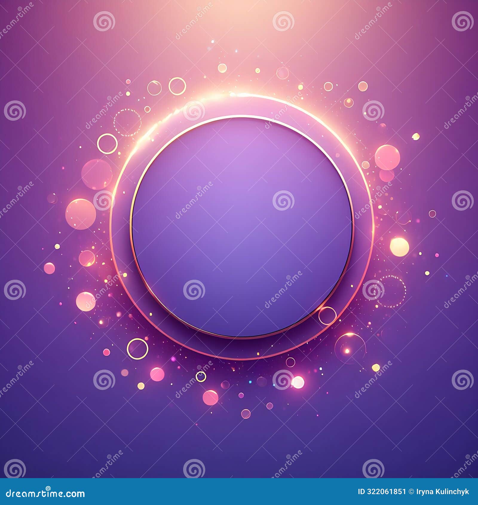 Neon Ring with Golden Glow on a Purple Background. Geometric, 3D ...