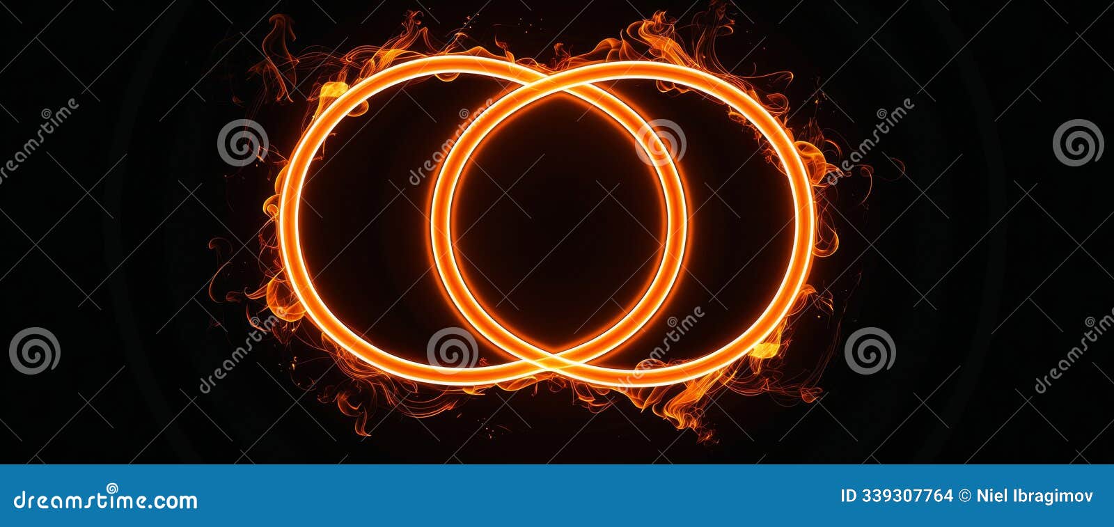 Neon Ring Light with Smoke on Black Background for Orange Magic Circle ...
