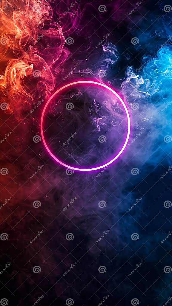 A Neon Ring of Smoke on a Dark Background Stock Photo - Image of dark ...