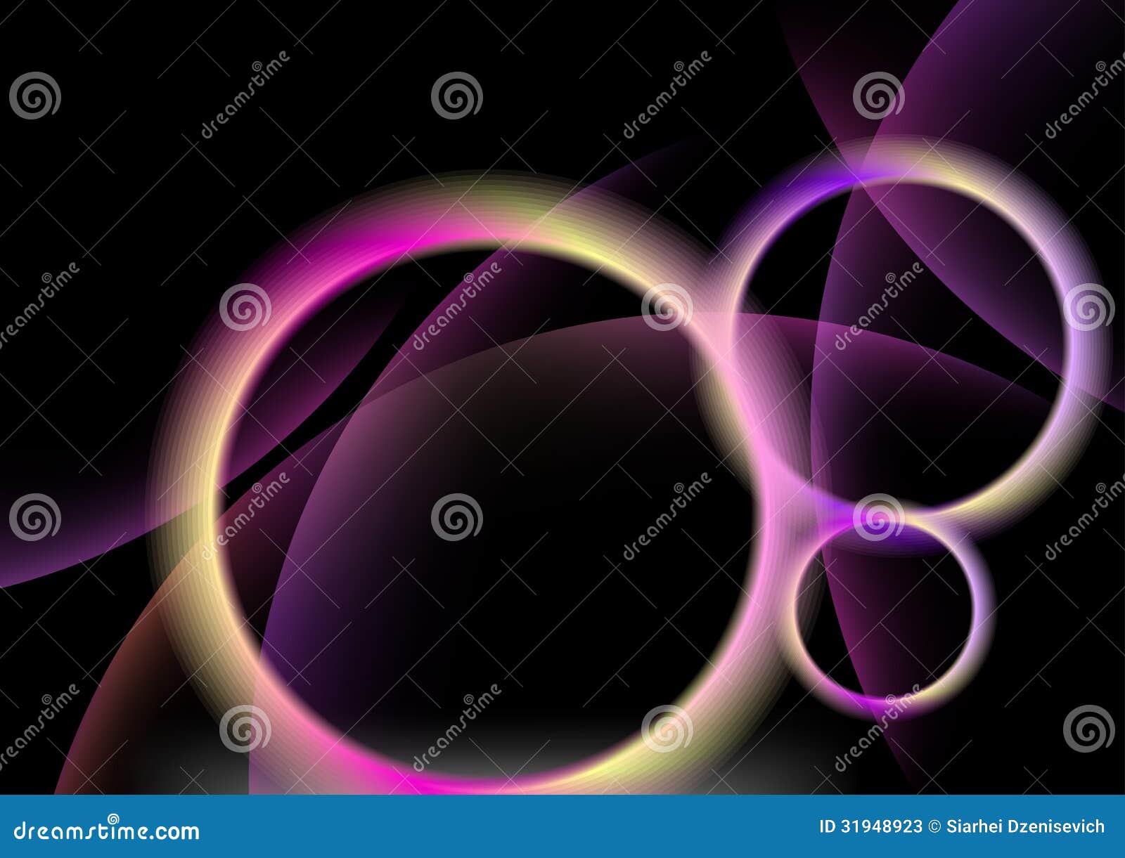 Neon rings on black stock vector. Illustration of circle - 31948923