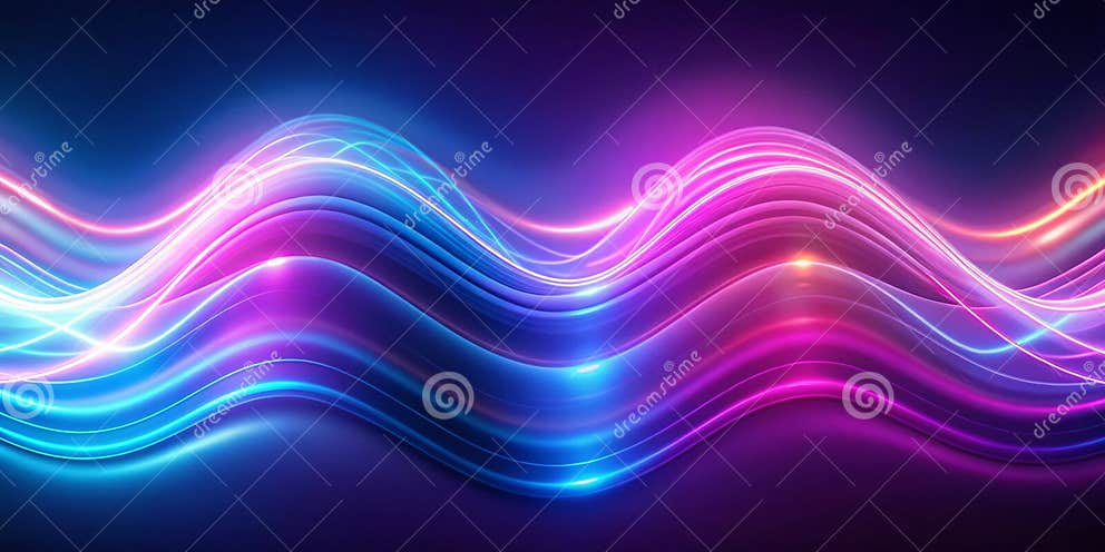 Neon Ripple with Fluorescent Glow and Gradient Waves Stock Illustration - Illustration of ...