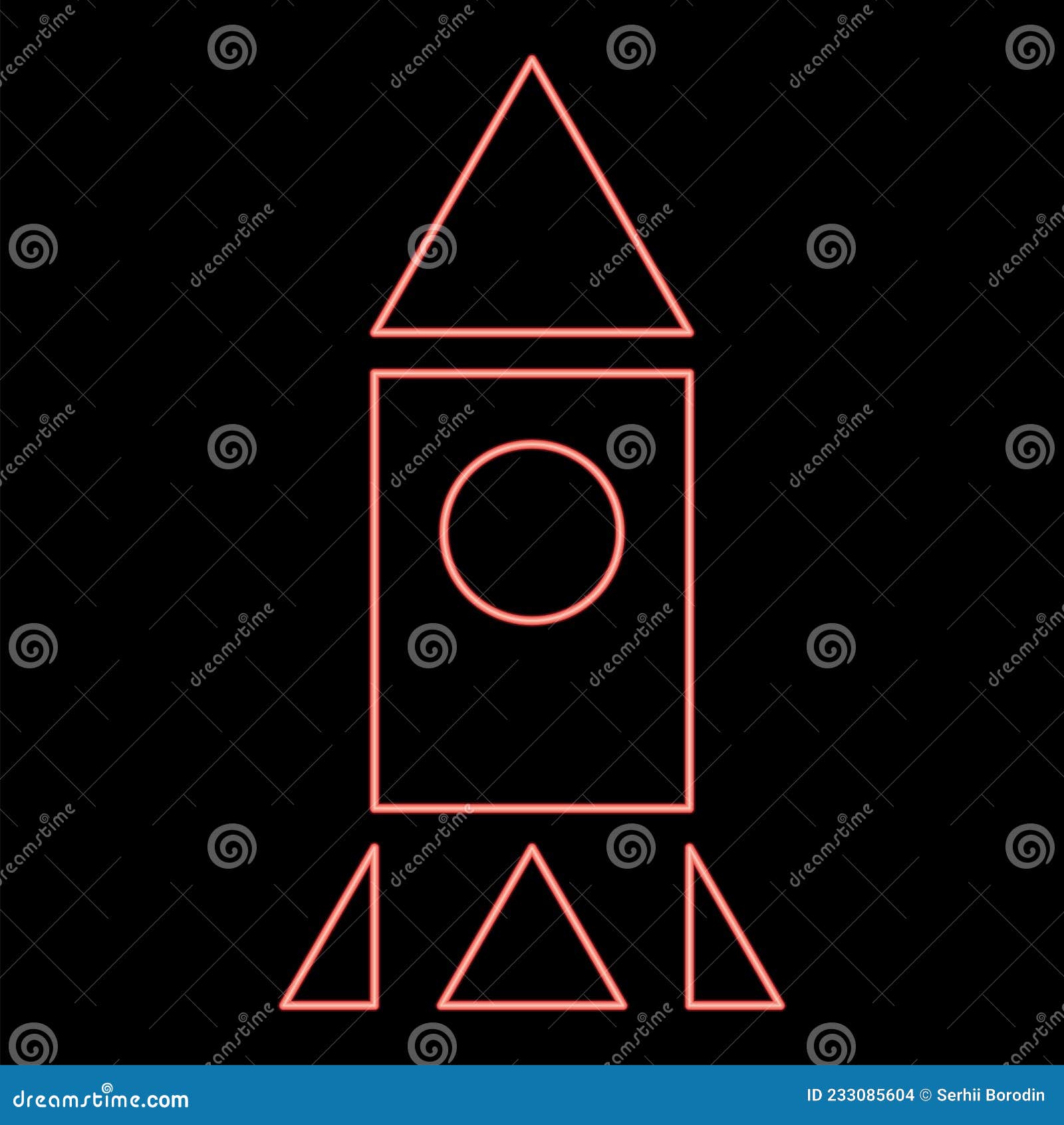 Neon Rocket Red Color Vector Illustration Flat Style Image Stock Vector ...