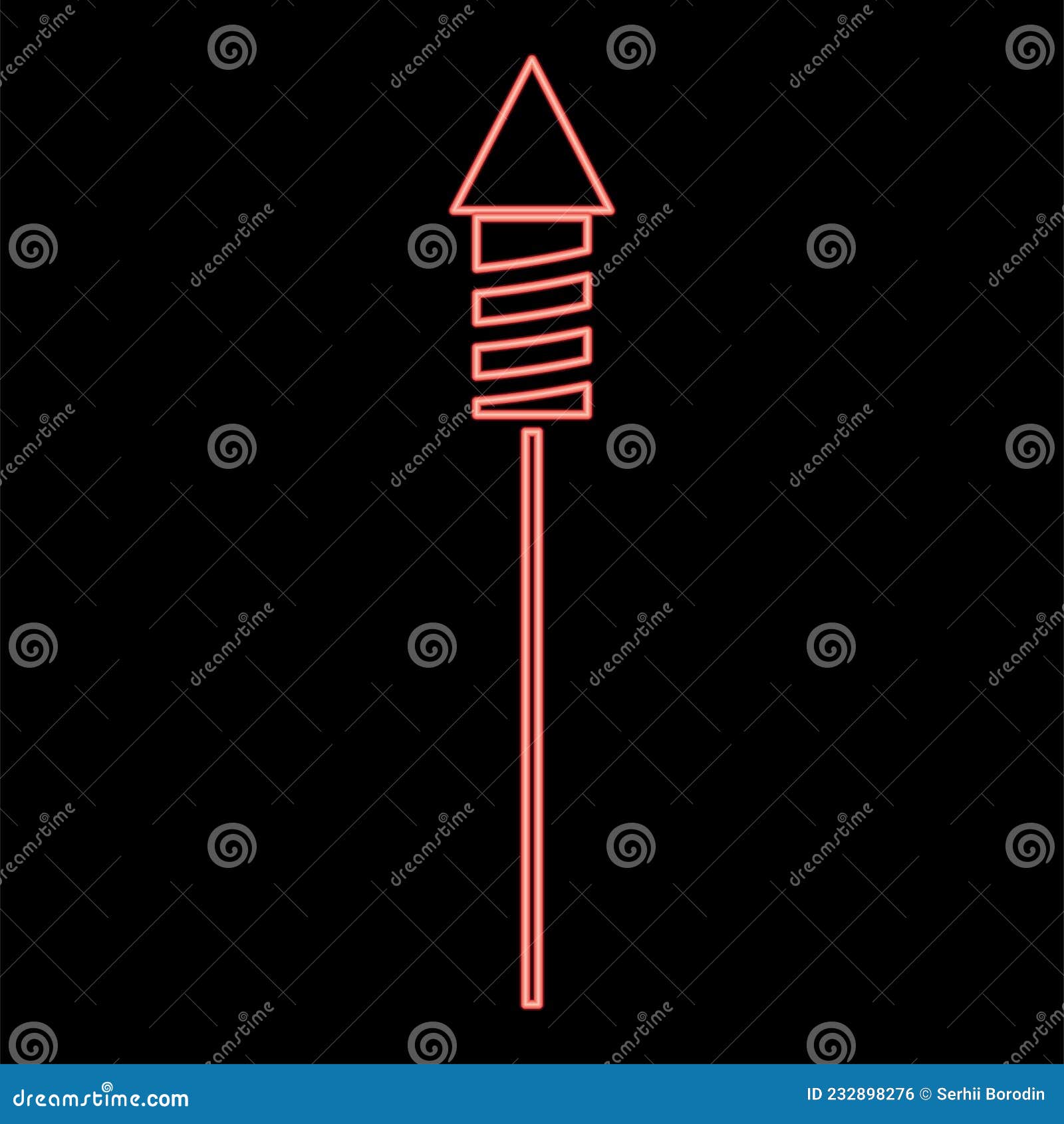 Neon Rockets for Fireworks Red Color Vector Illustration Flat Style ...