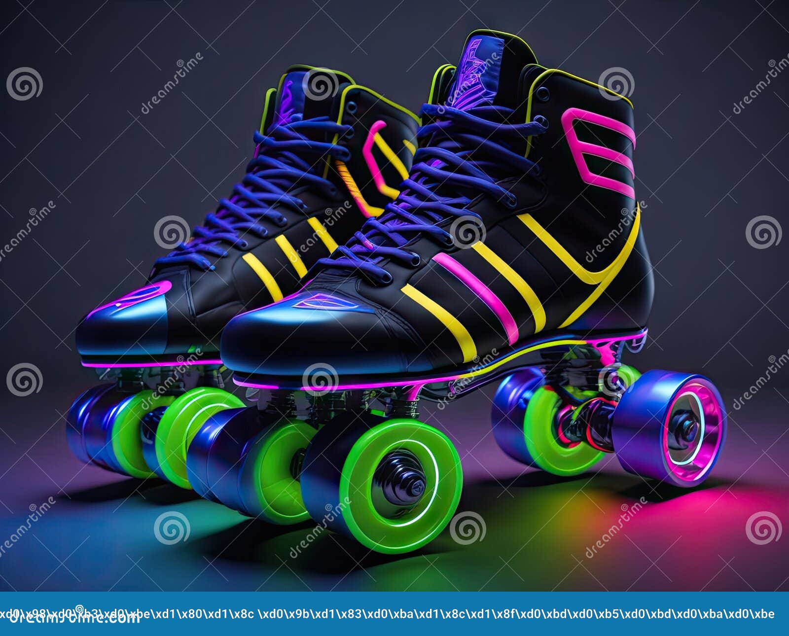 Neon Roller Skates Multicolored Bright. Ai Generative Stock ...