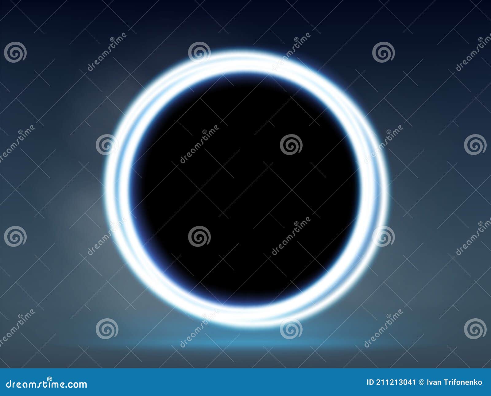 Neon Round Blue Glowing Frame on a Dark Background Stock Vector ...