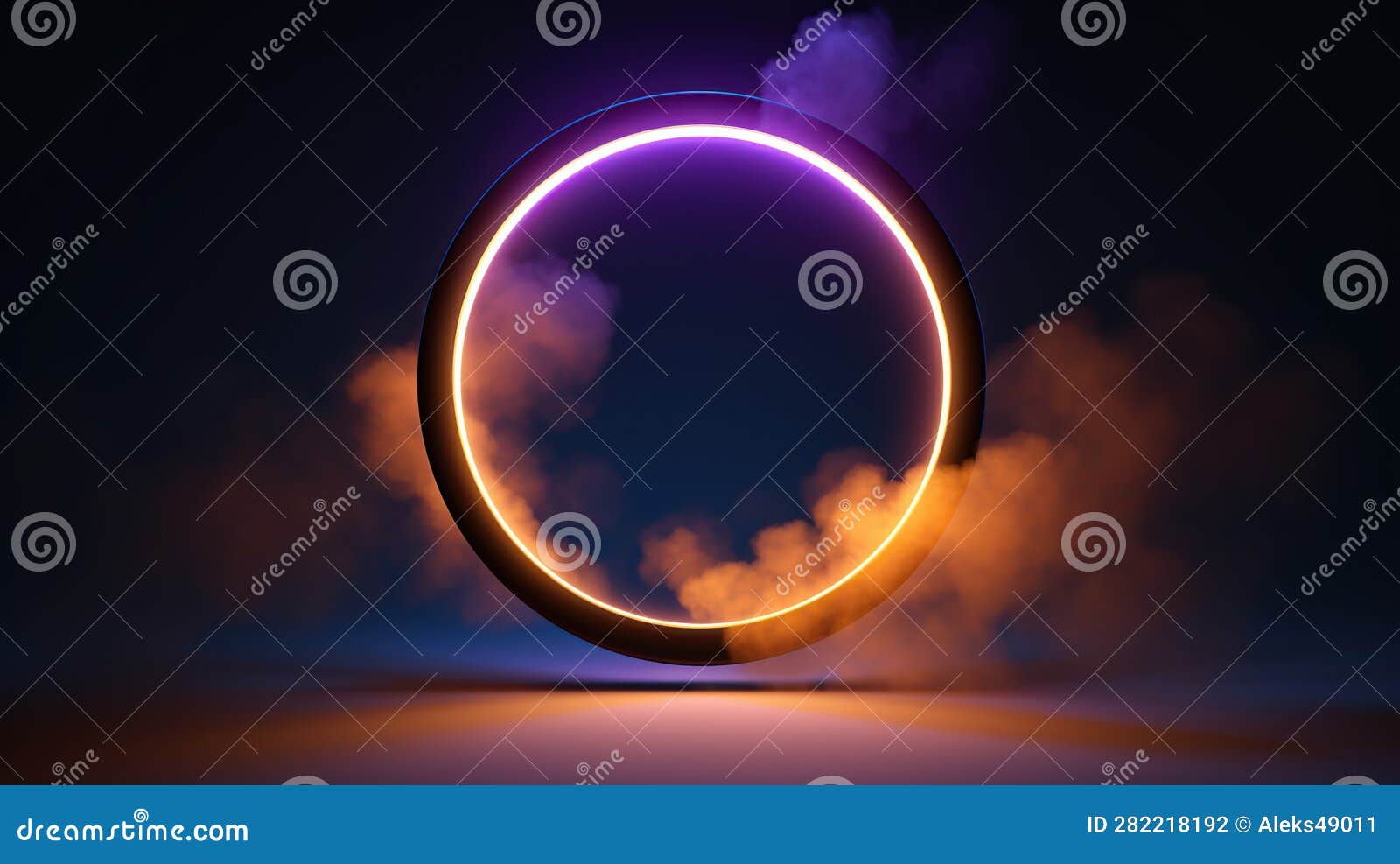 Neon Round Frame .Disco Banner .Bright Advertising Frame.Generative Ai ...