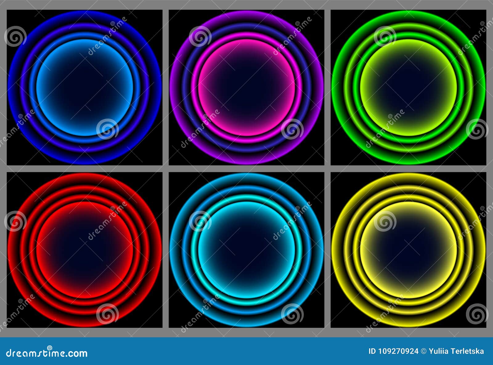 Neon Round Frame. Shining Circle Banner Stock Illustration ...