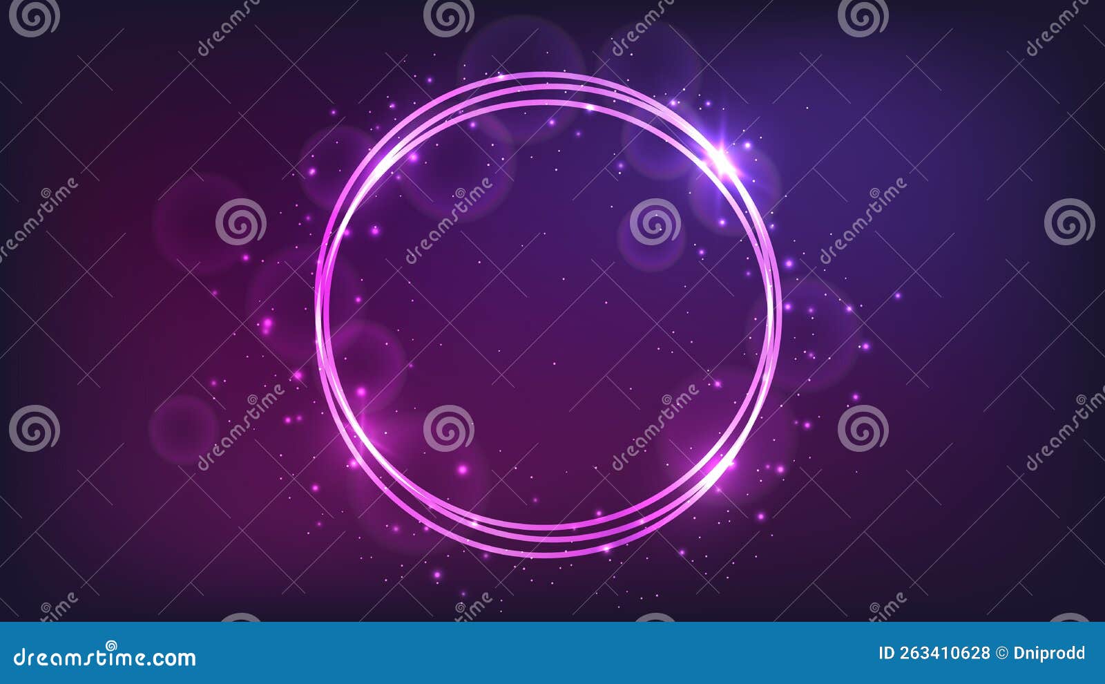 Neon Round Frame with Shining Effects and Sparkles Stock Vector ...