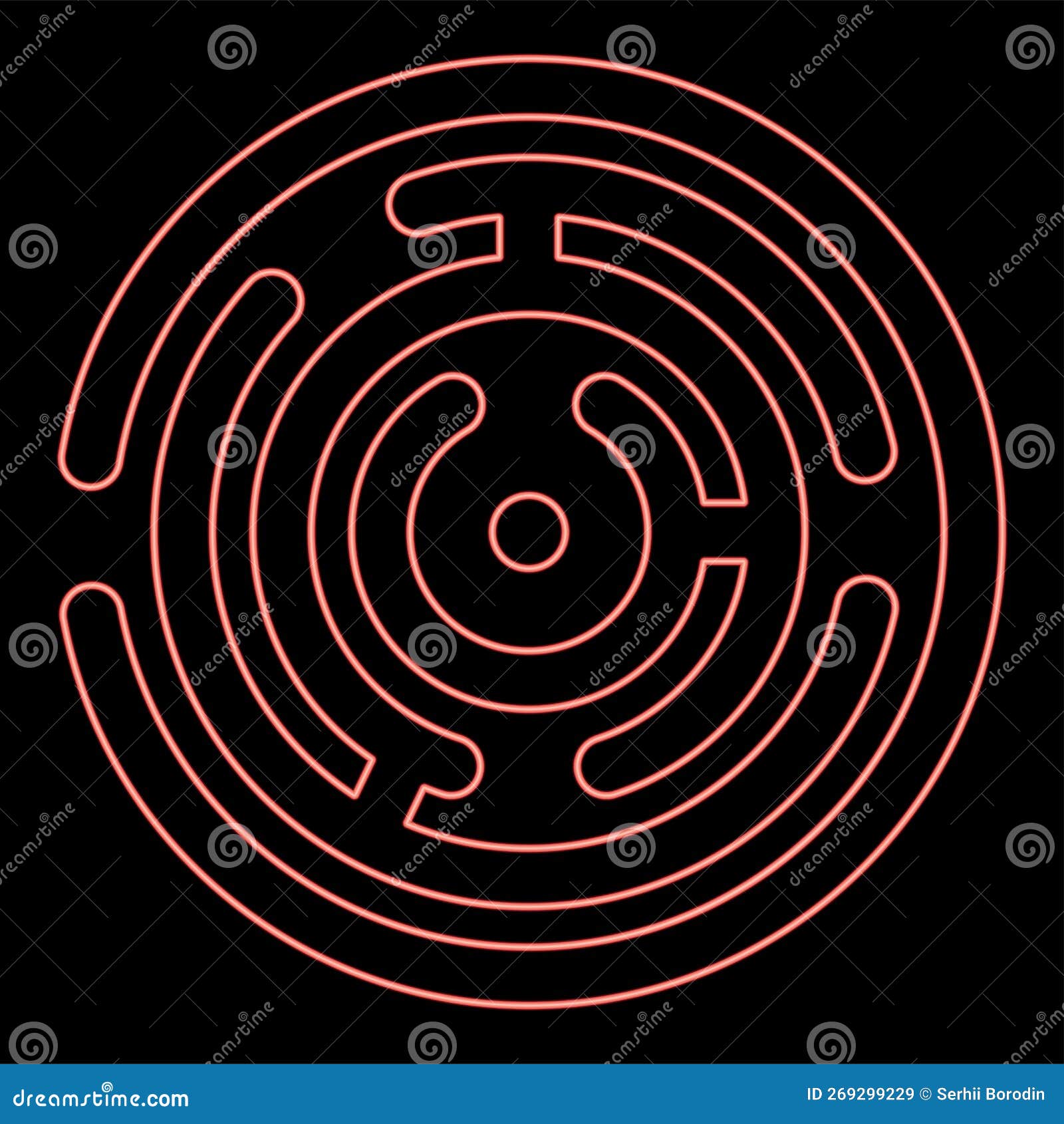 Neon Round Maze Red Color Vector Illustration Image Flat Style Stock ...